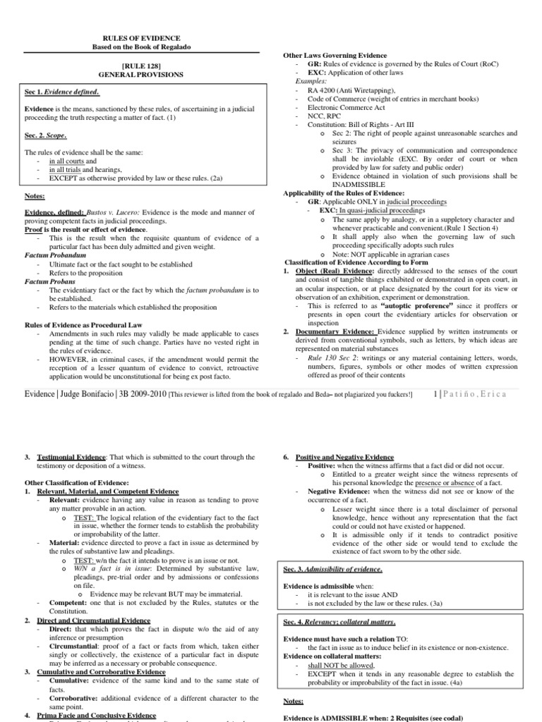 Evidence (Reviewer) | PDF | Judicial Notice | Evidence (Law)