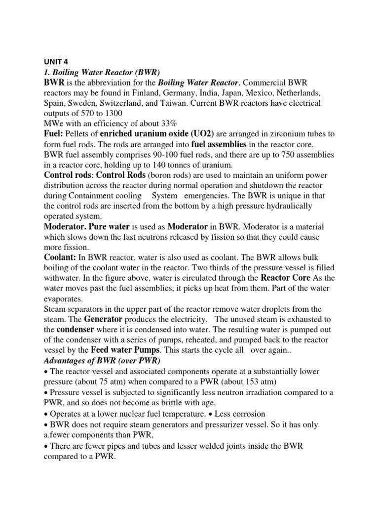 Boiling Water Reactor (BWR) | PDF | Enriched Uranium | Nuclear Fuel