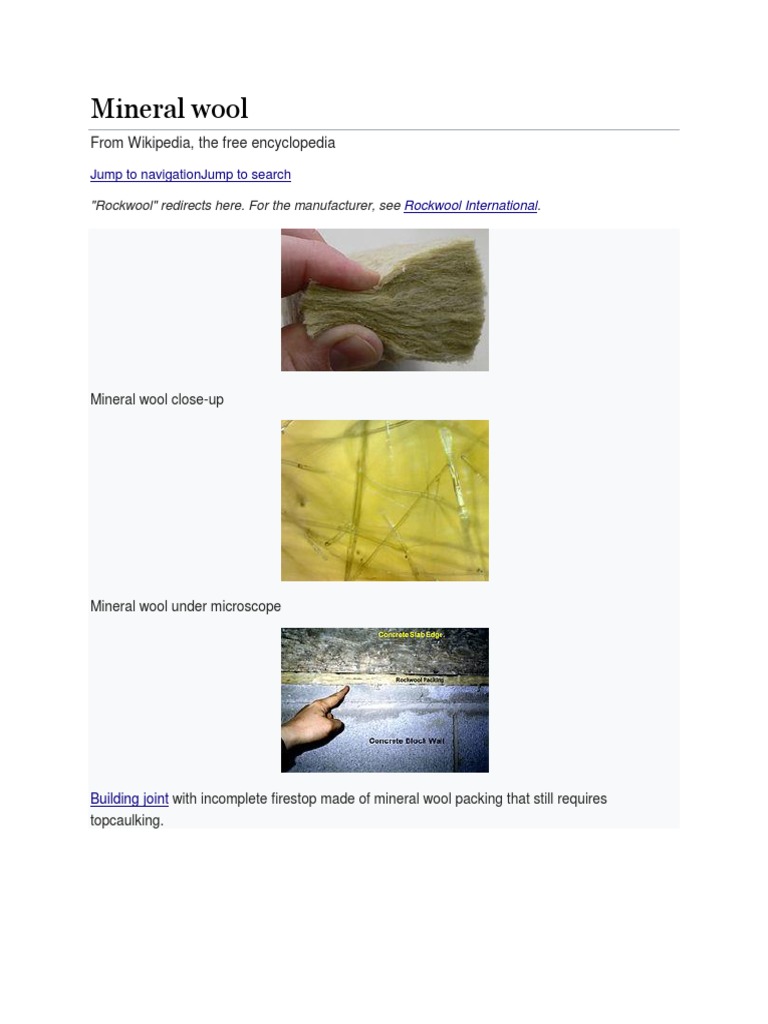 Mineral Wool: From Wikipedia, The Free Encyclopedia | PDF | Nature ...