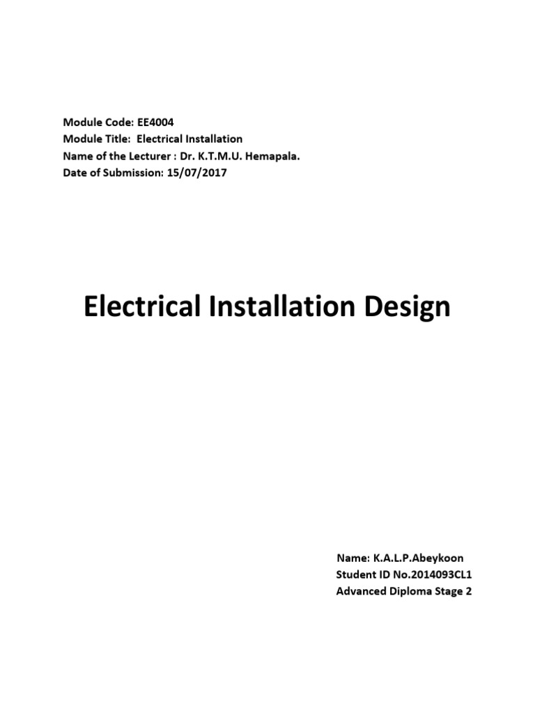 Electrical Installation Design | PDF | Electrical Wiring | Electrical ...