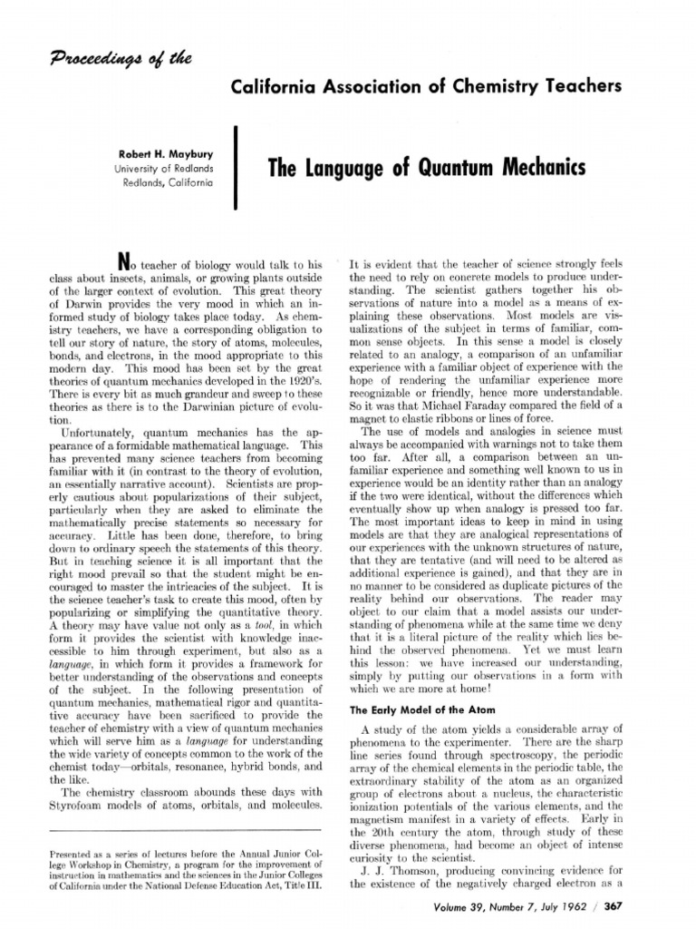 The Language of Quantum Mechanics | PDF | Atomic Orbital | Schrödinger ...