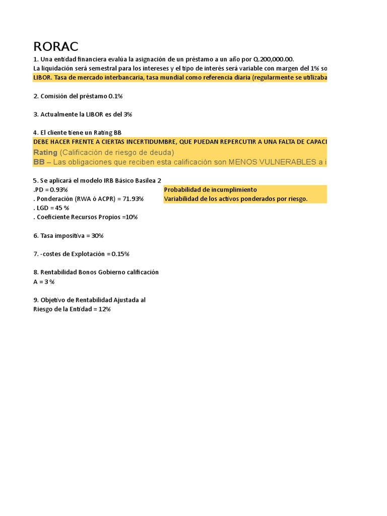 RORAC | PDF | Libor | Responsabilidad (contabilidad financiera)