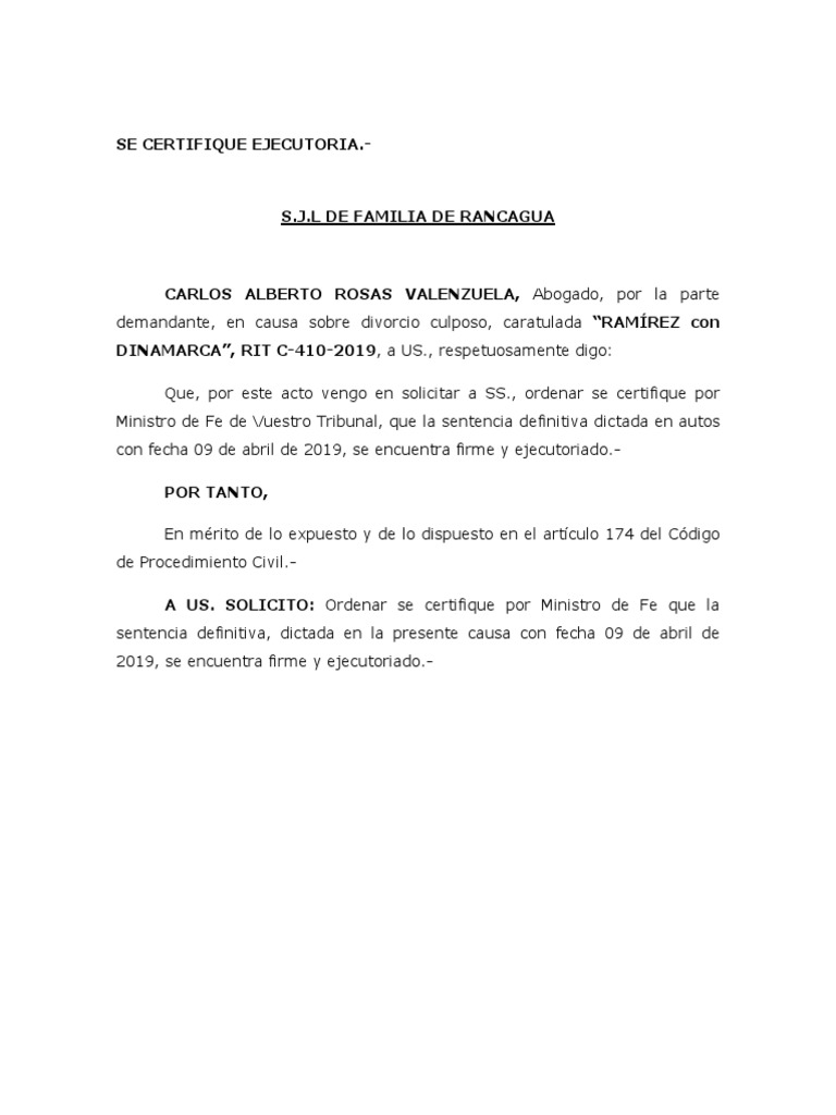 Se Certifique Ejecutoria de La Sentencia Definitiva | PDF