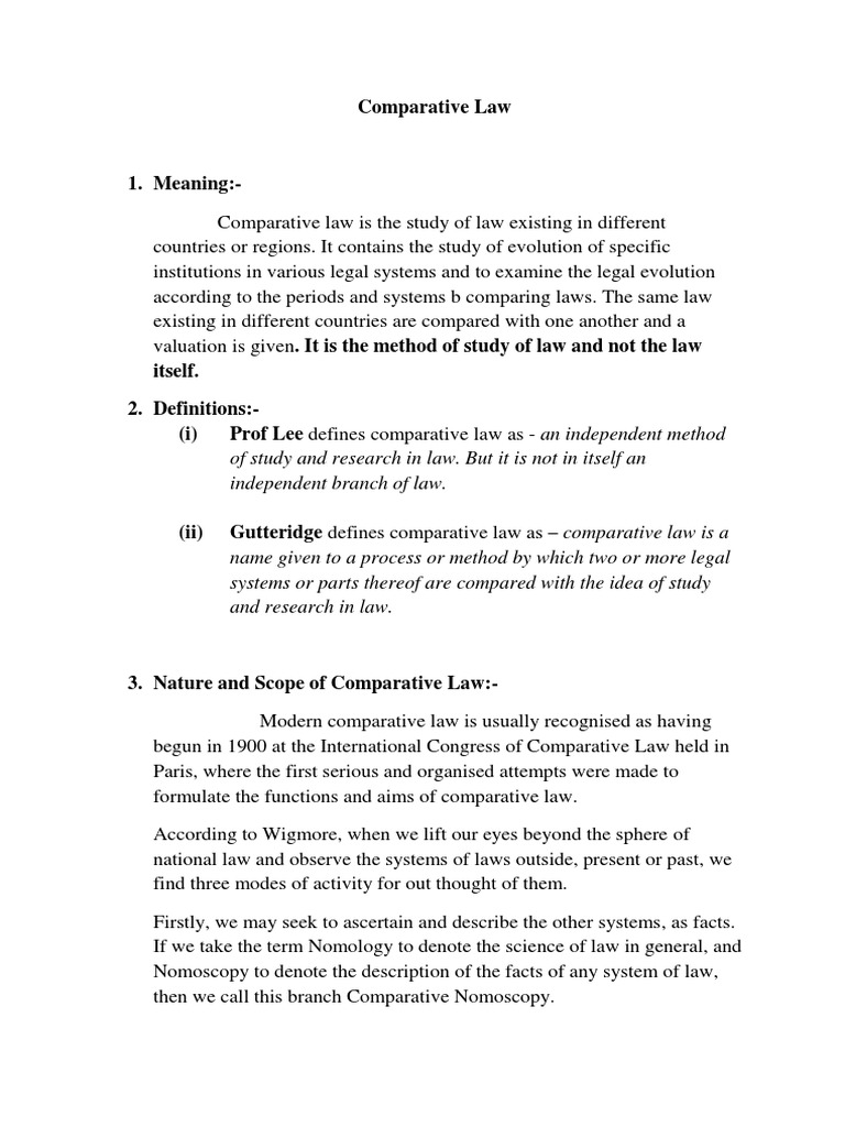 Comparative Law | PDF | Roman Law | Comparative Law