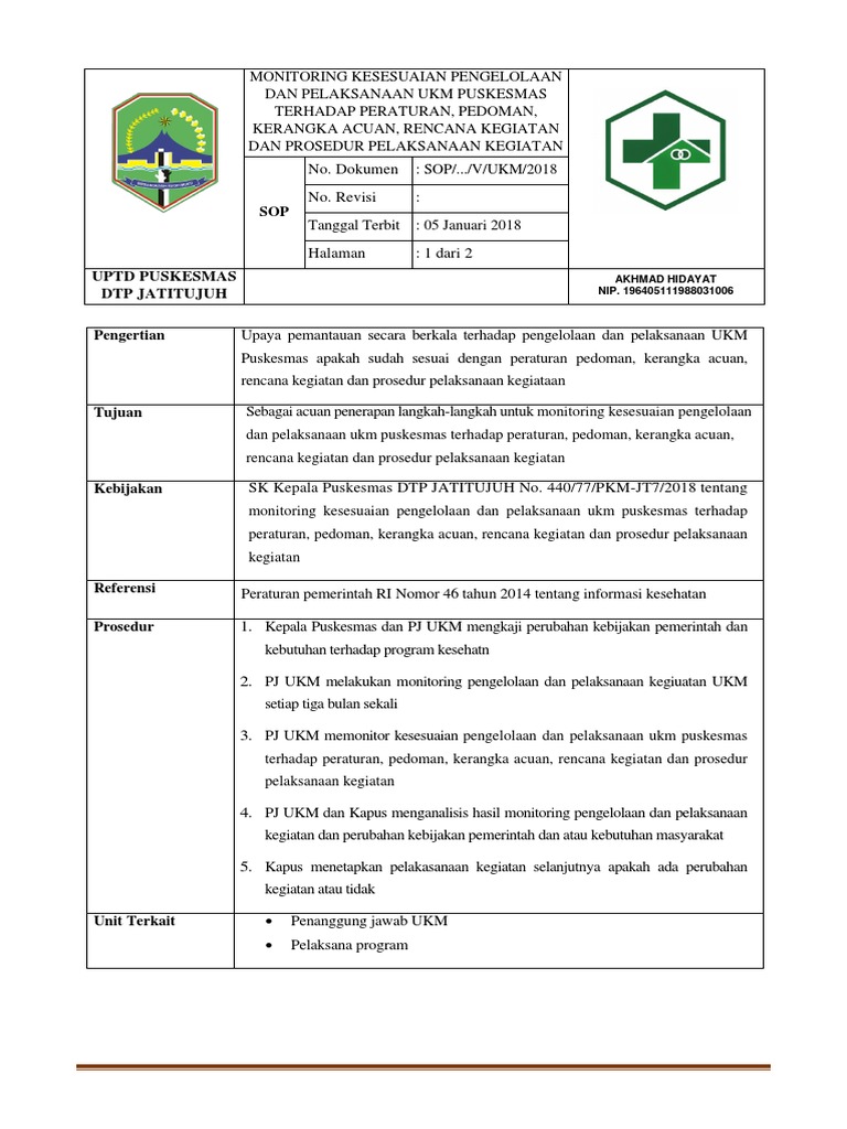 5.5.2.2 Sop Monitoring (Cap Terkendali, Sama DG 5.2.3.2) | PDF