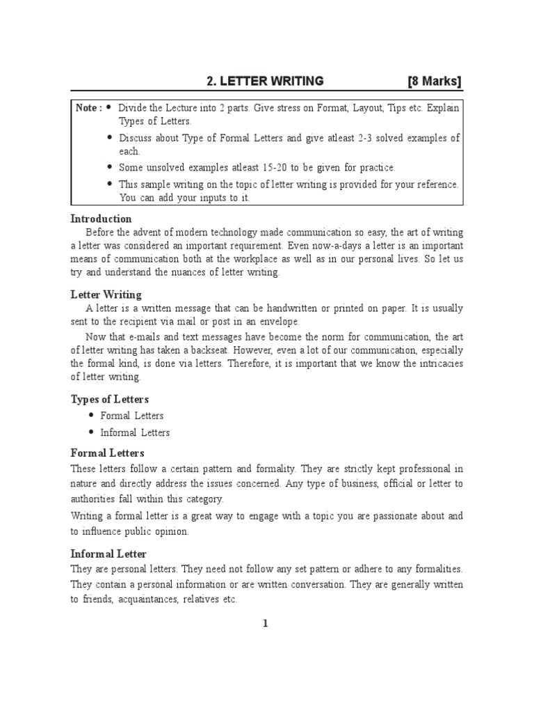 Guidelines for Letter Writing: Format, Types of Letters, Examples and ...