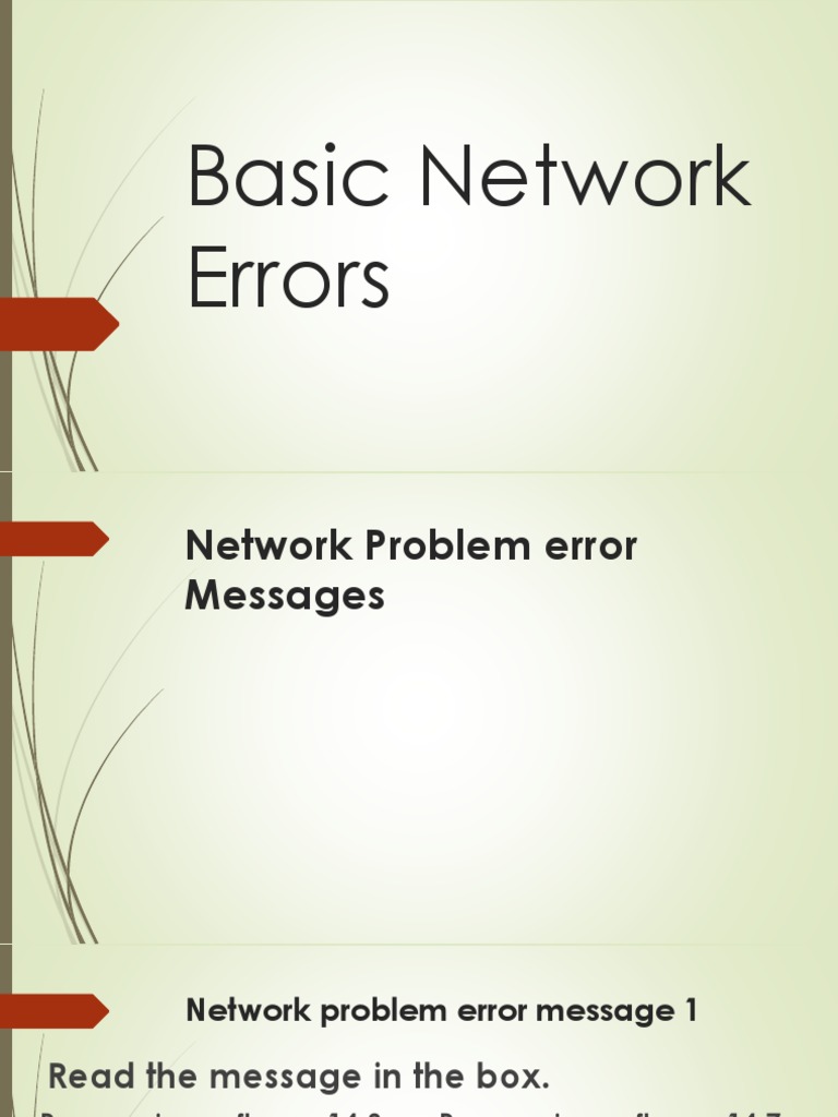Common Network Error Messages & Fixes | PDF | Computer Network ...