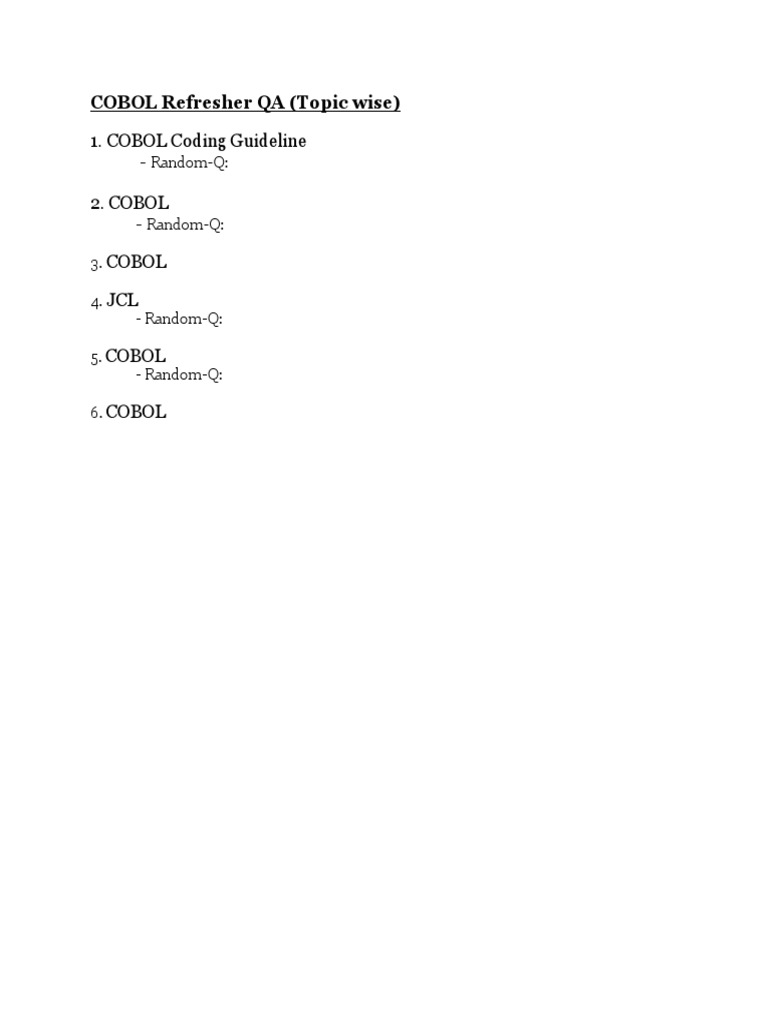 COBOL Coding Guideline - 2. Cobol - Cobol JCL Cobol Cobol | PDF | Byte ...