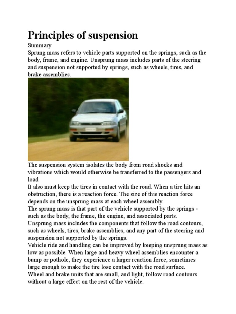 Principles of Suspension Systems | PDF