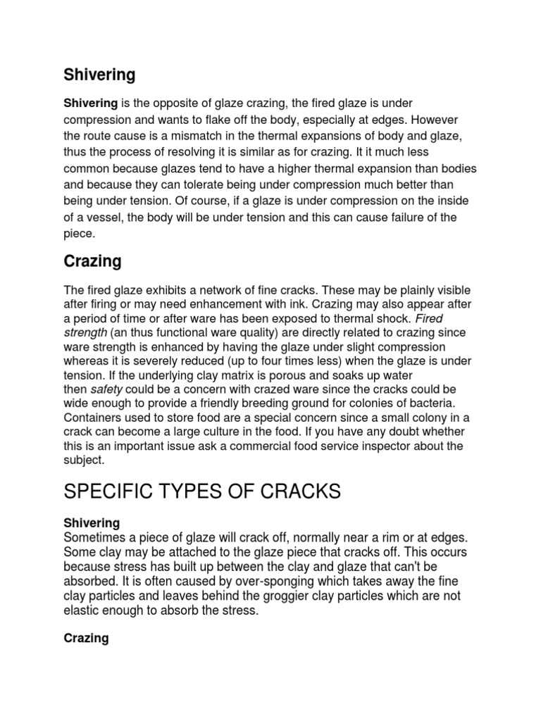 Shivering: Specific Types of Cracks | PDF | Pottery | Materials