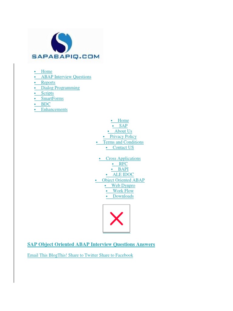 SAP Object Oriented ABAP Interview Questions Answers | PDF | Class ...