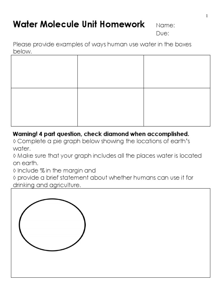 Water Molecule Unit HW | PDF | Solution | Water