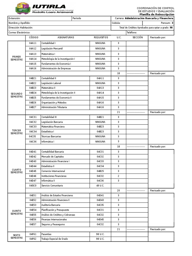Planilla de Re Inscripcion Bancaria Ind Lr2 | PDF | Contabilidad | Business