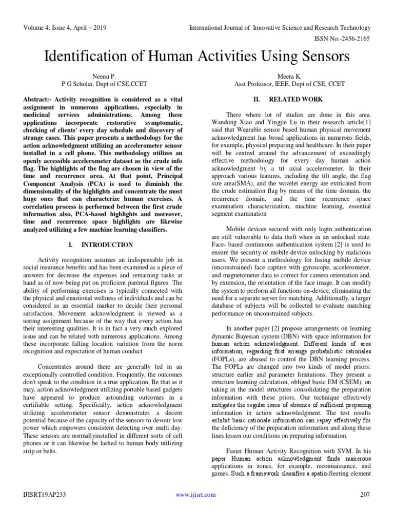 Identification of Human Activities Using Sensors | PDF | Machine ...