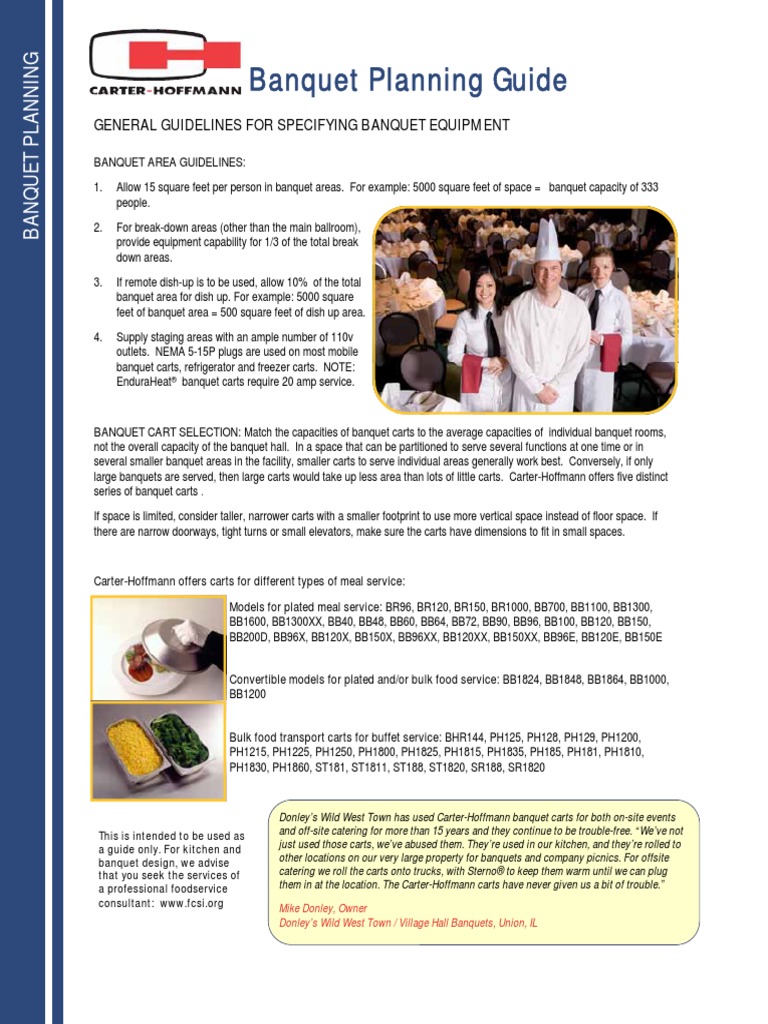 Banquet Planning Guide: General Guidelines For Specifying Banquet ...