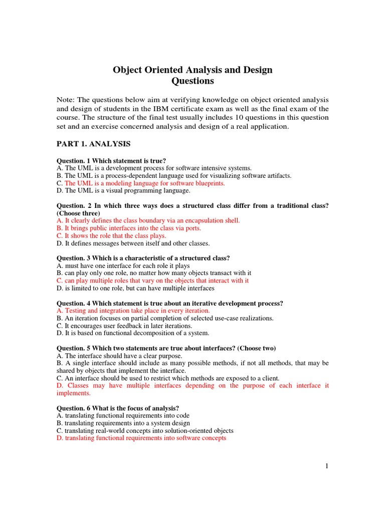 Ooad Ibm Questions And Answers Pdf Class Computer Programming Inheritance Object