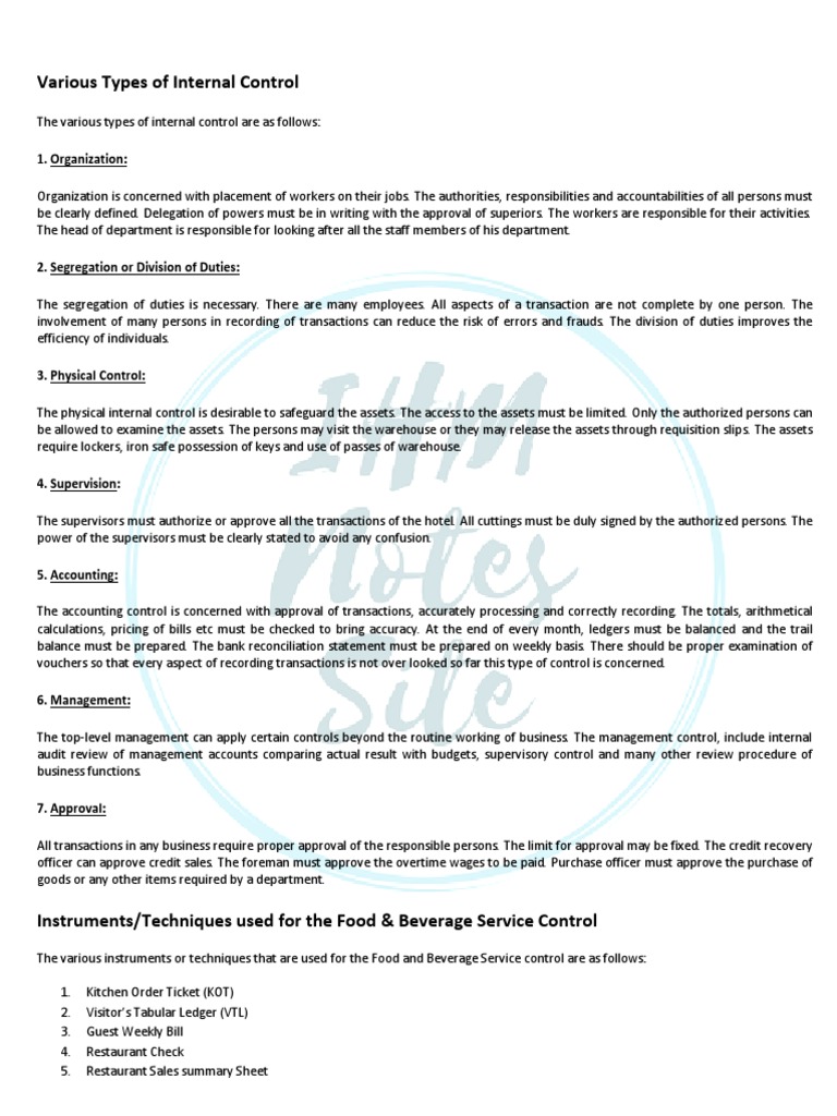 Internal Control Types & Techniques | PDF | Internal Control | Service ...