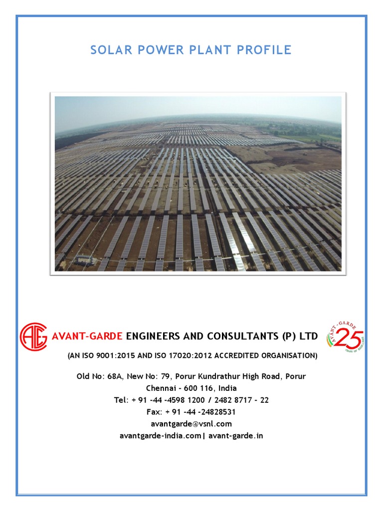 Solar Power Plant Profile | PDF | Solar Power | Tamil Nadu