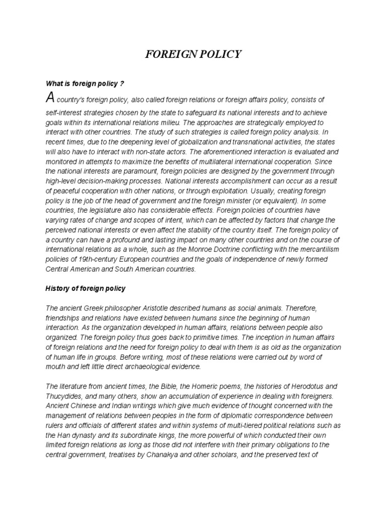 What Is Foreign Policy ? | PDF | Foreign Policy | Global Politics