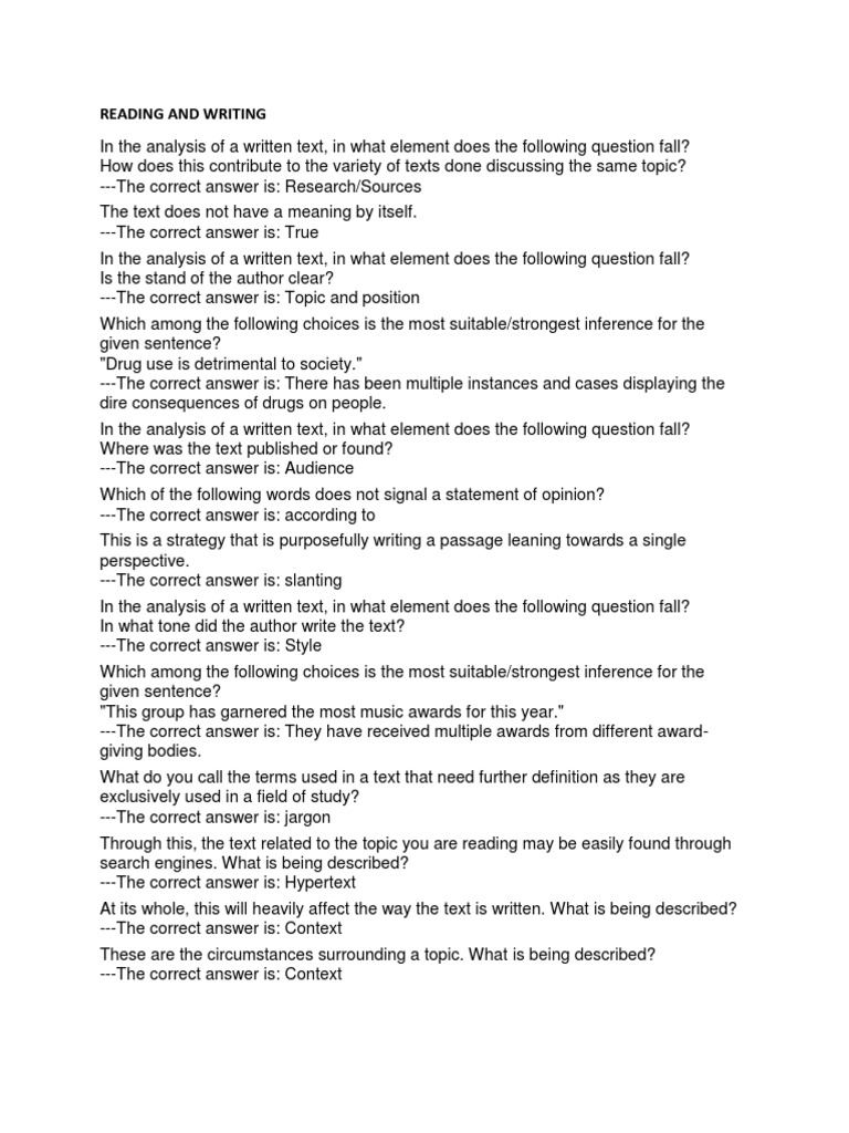 RWS Second Sem 4th Quarterly Exam | PDF | Intertextuality | Question