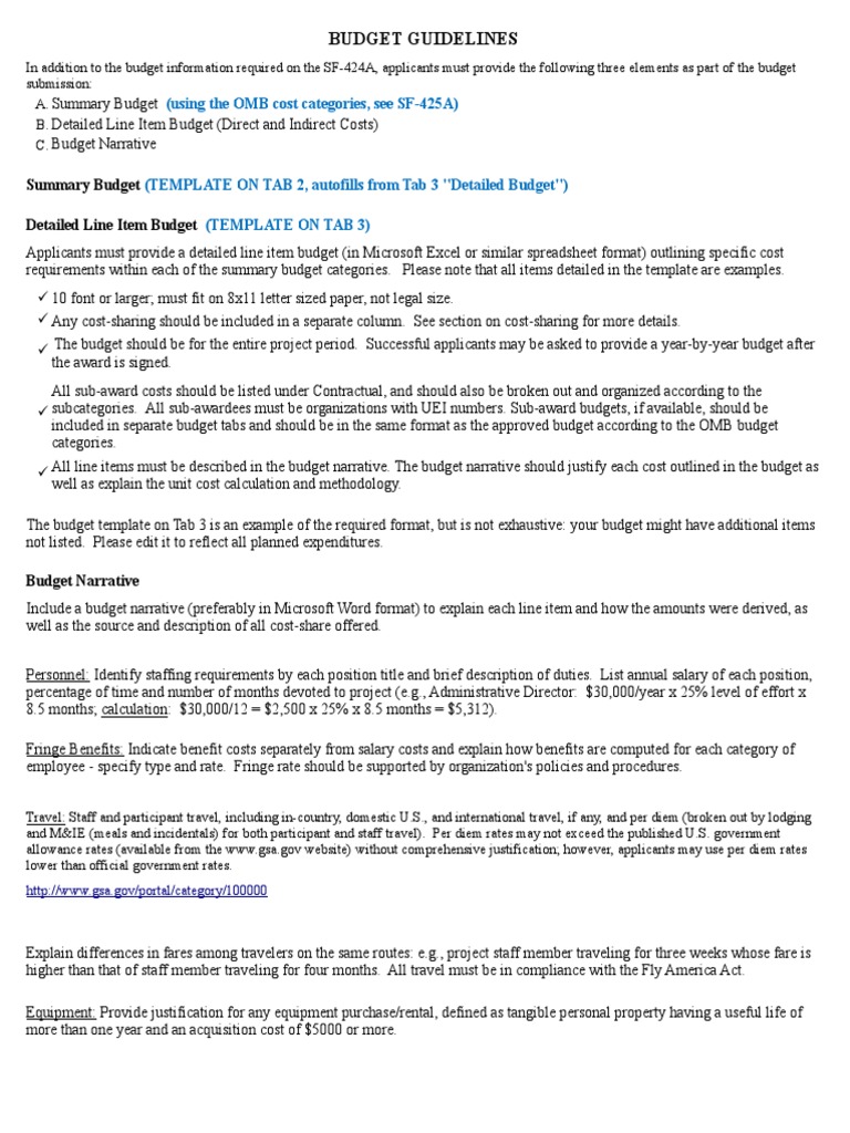 APPENDIX 1 Budget Sample Template 5-Yr | PDF | Per Diem | Baggage