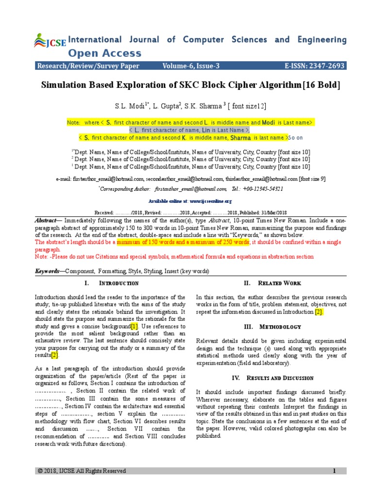IJCSE Template | PDF | Bracket | Computer Network