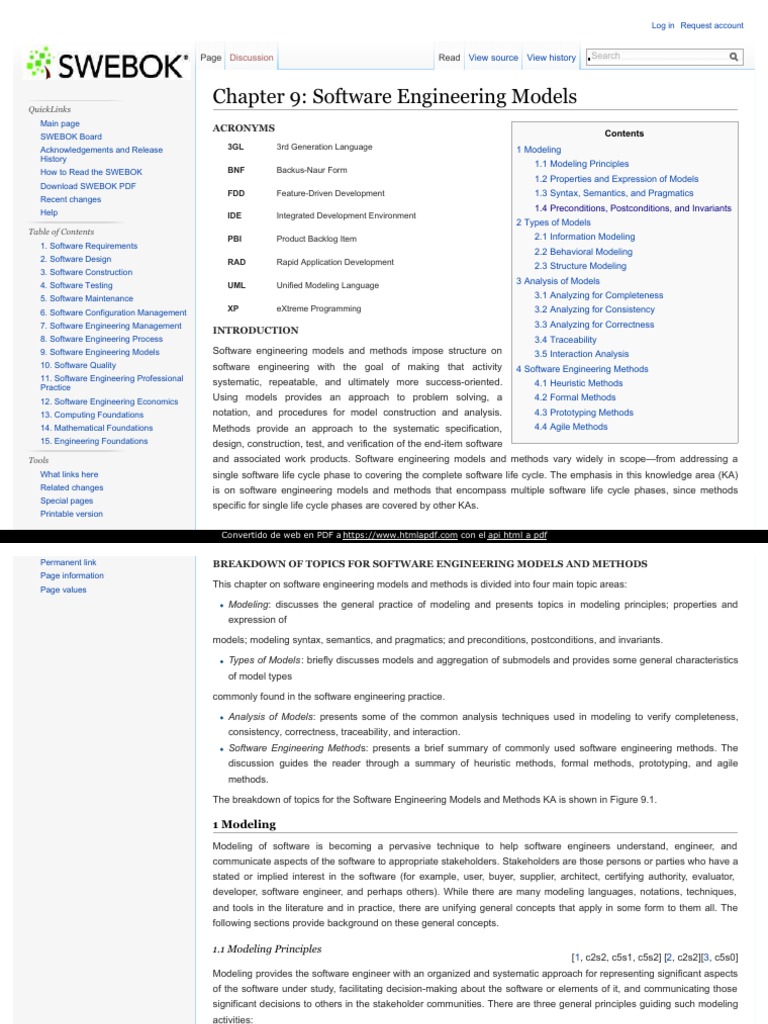 HTTP Swebokwiki Org Chapter 9 Software Engineering Models#Preconditions ...