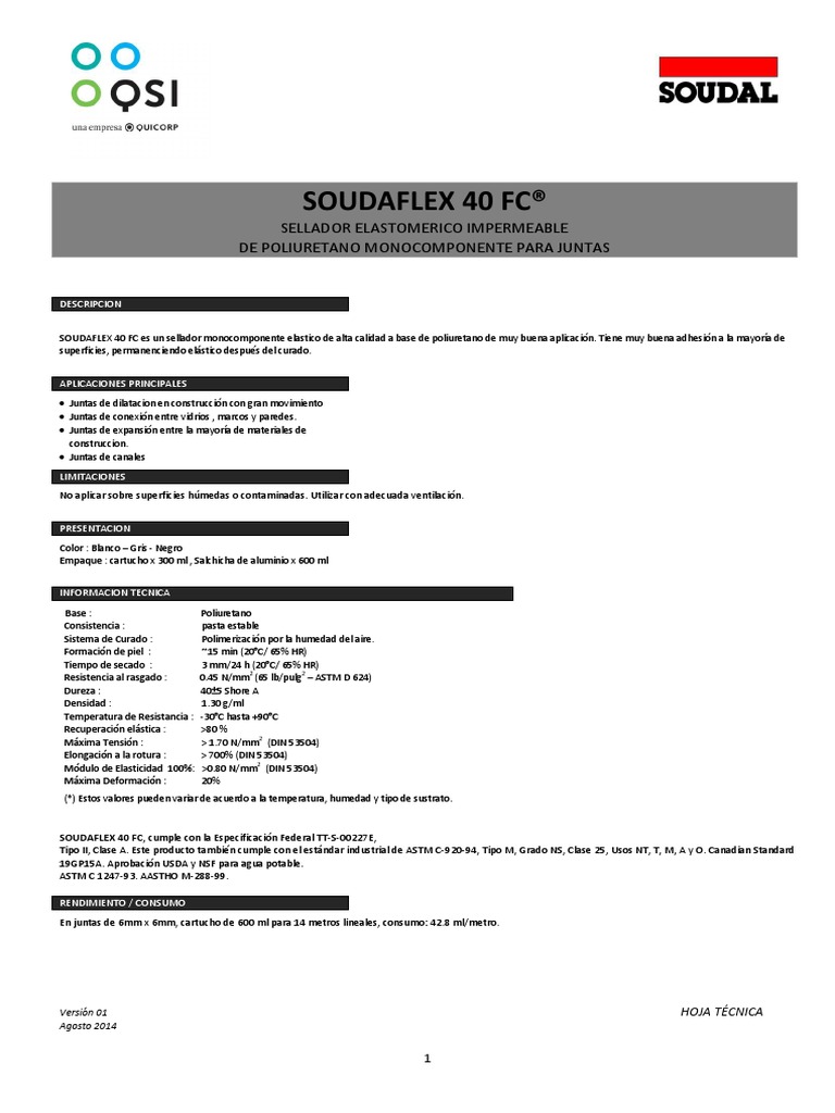 Soudaflex 40 FC Review Finished | PDF | Agua | Ingeniería de Edificación