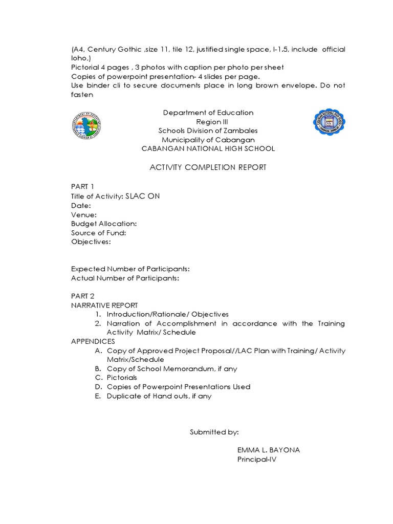 Activity Completion Report | PDF