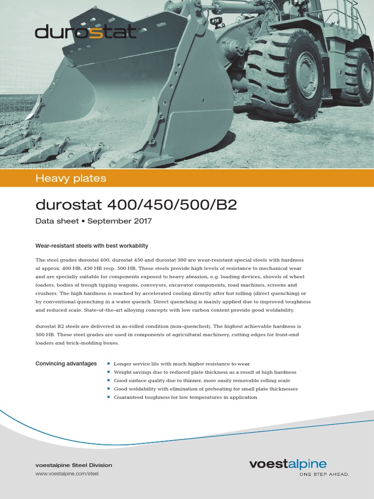 Voestalpine Heavy Plate Datasheet Durostat en 20170904 | PDF | Steel | Wear