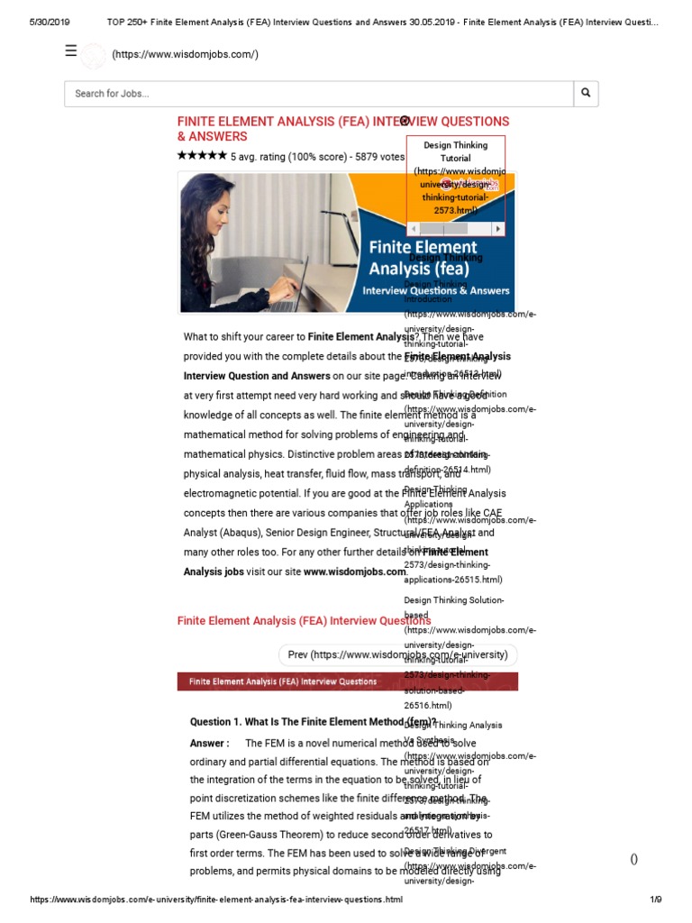 TOP 250+ Finite Element Analysis (FEA) Interview Questions and Answers ...