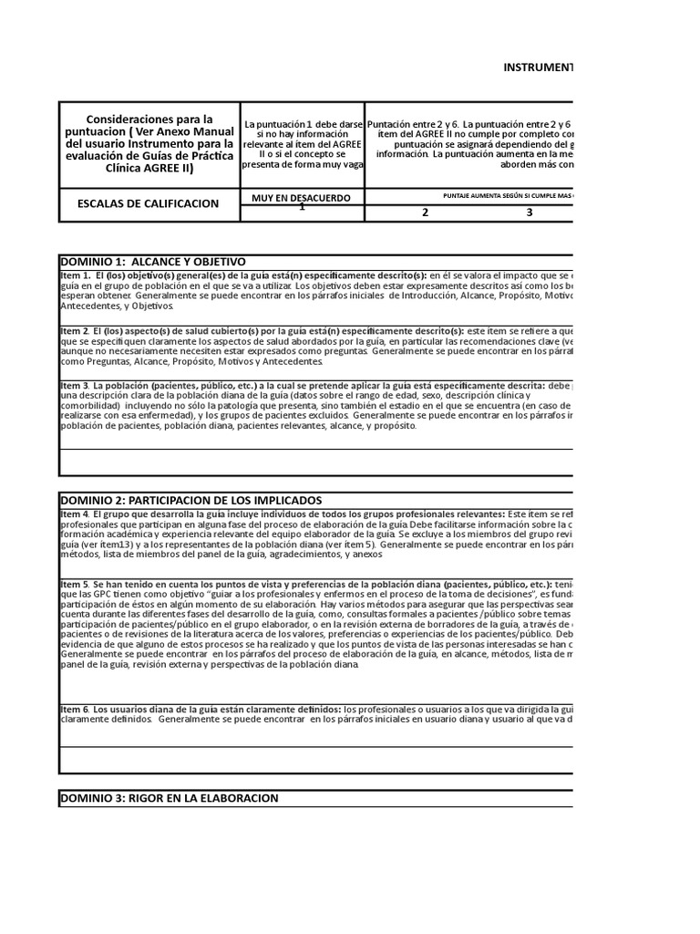 Instrumento Agree II 2 Evaluadores | PDF | Toma de decisiones | Evaluación