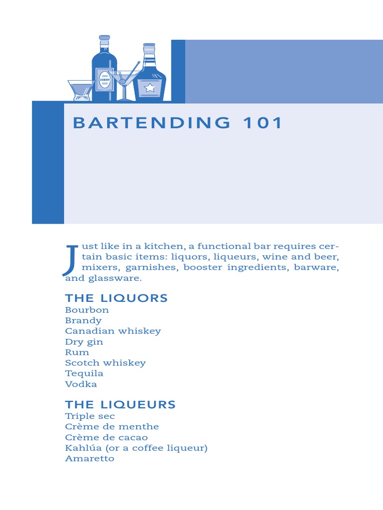 Bartending 101 PDF | PDF | Cooking, Food & Wine