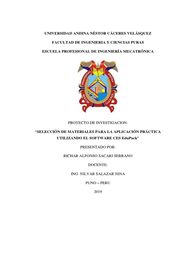 SELECCIÓN DE MATERIAL CON CES Edu Pack | PDF | Elasticidad (Física ...