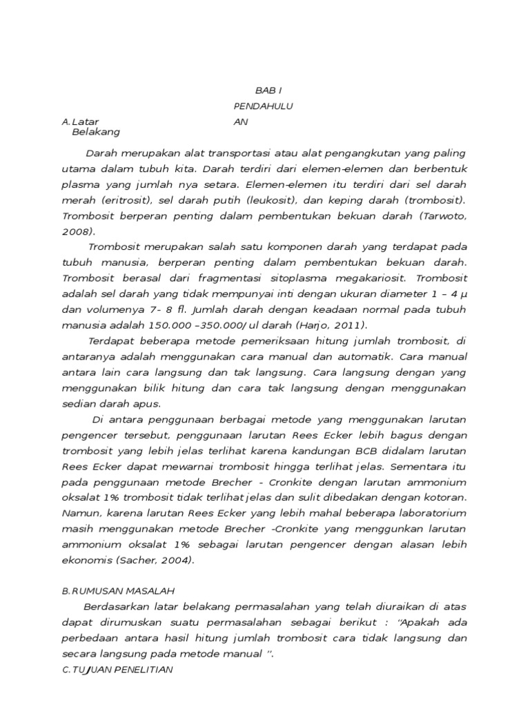 Metode Hitung Trombosit Manual | PDF | Sains & Matematika