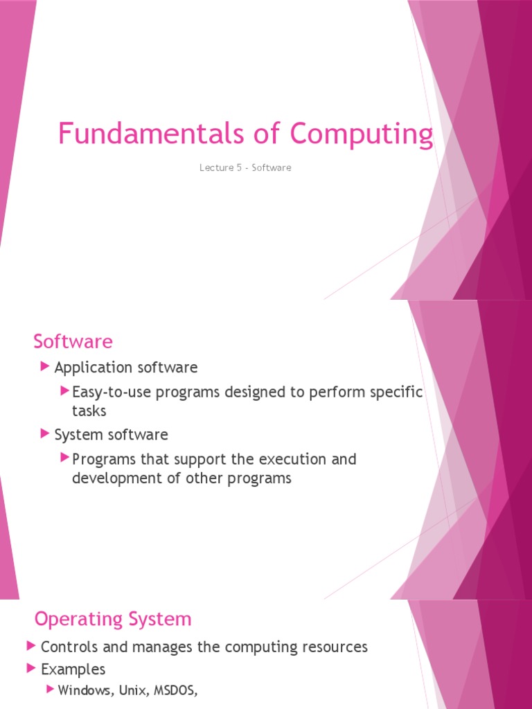 Fundamentals of Computing: Lecture 5 - Software | PDF | Operating ...