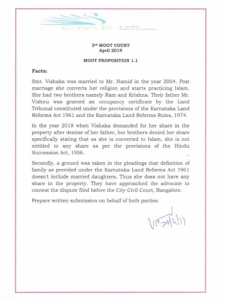 3rd Moot Problem | PDF