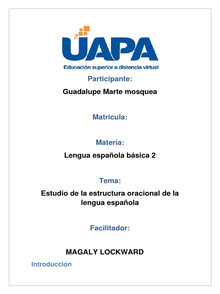 Estructura Oracional en Español | PDF | Oración (Lingüística) | Verbo