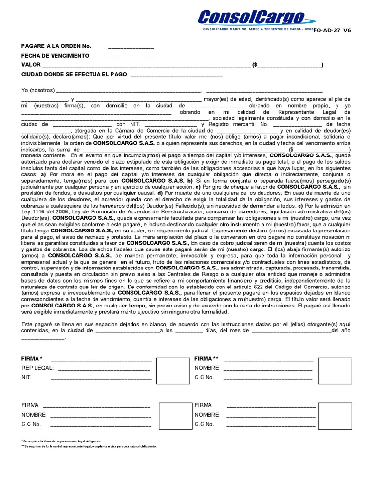 Cómo llenar un pagaré a la orden en Ecuador | PDF | Pagos