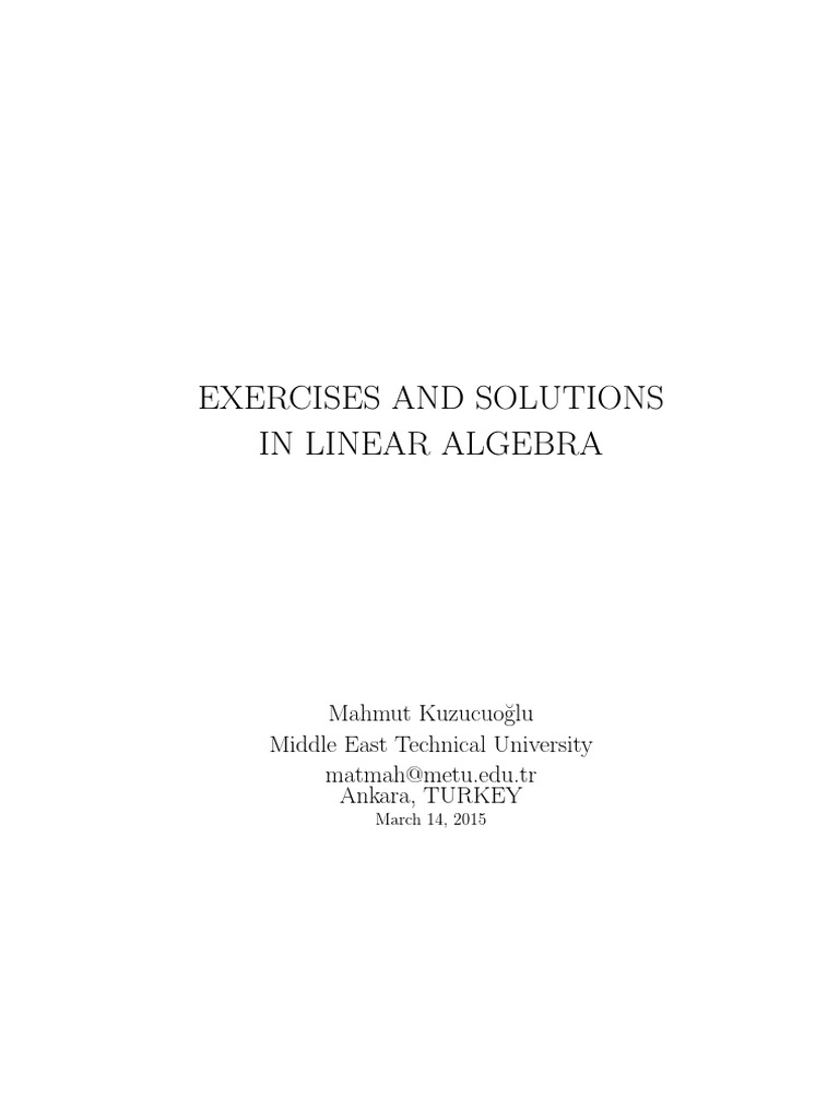 Exercises and Solutions in Linear Algebra | PDF | Eigenvalues And Eigenvectors | Linear Subspace