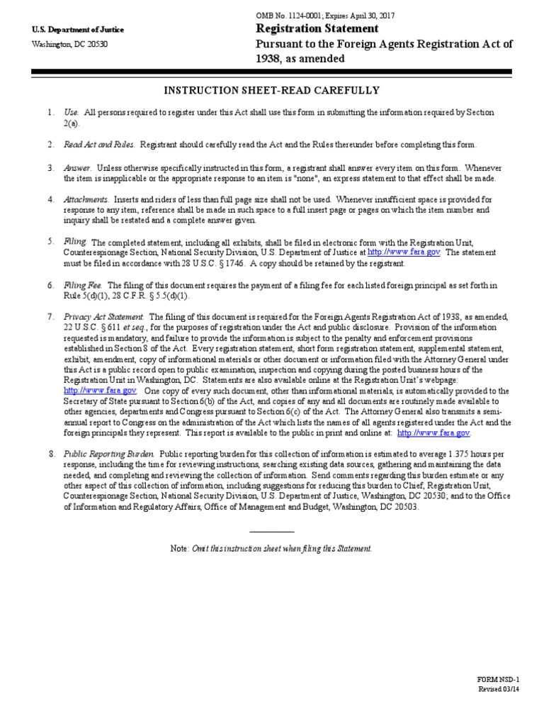 Foreign Agents Registration Instructions | PDF | Power Of Attorney ...