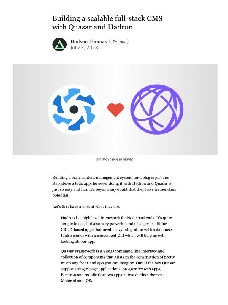 Building A Scalable Full-Stack CMS With Quasar and Hadron | PDF | Home ...