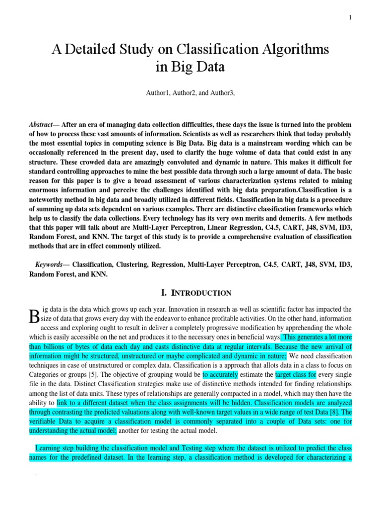 Big Data-Classification Survey | PDF | Statistical Classification ...
