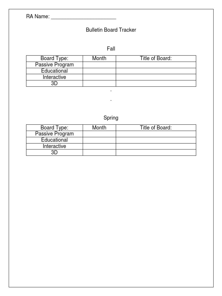 Bulletin Board Tracker Template | PDF | Games & Activities | Computers
