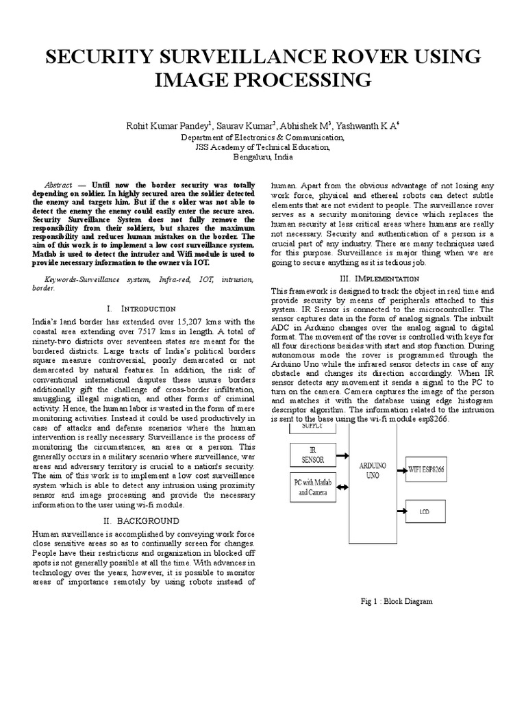 Security Surveillance Rover System | PDF | Surveillance | Infrared