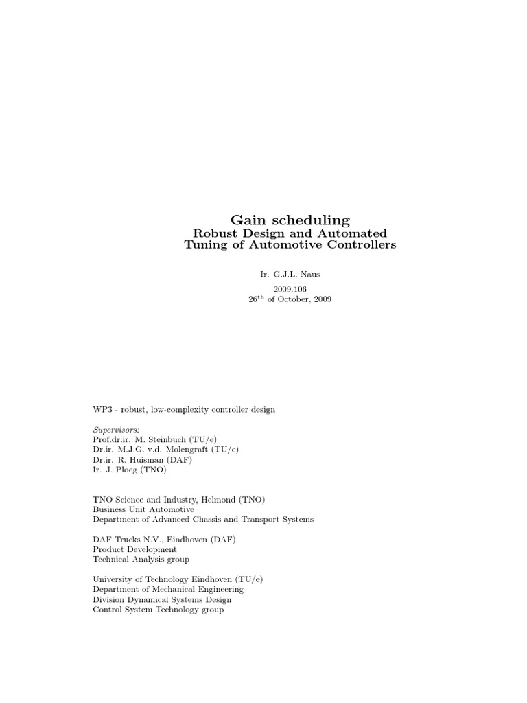 Gain Scheduling Robust Design and Automated Tuning of Automotive Controllers | PDF | Control ...