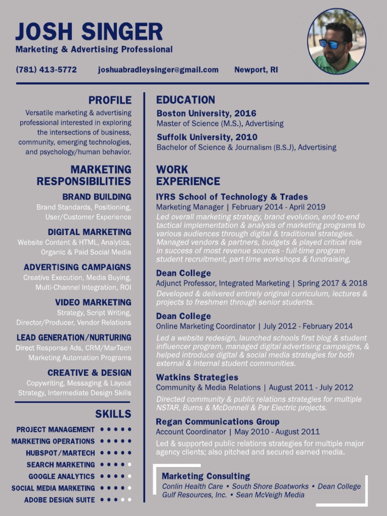 Josh Singer Resume - May 2019 - Front and Back | PDF