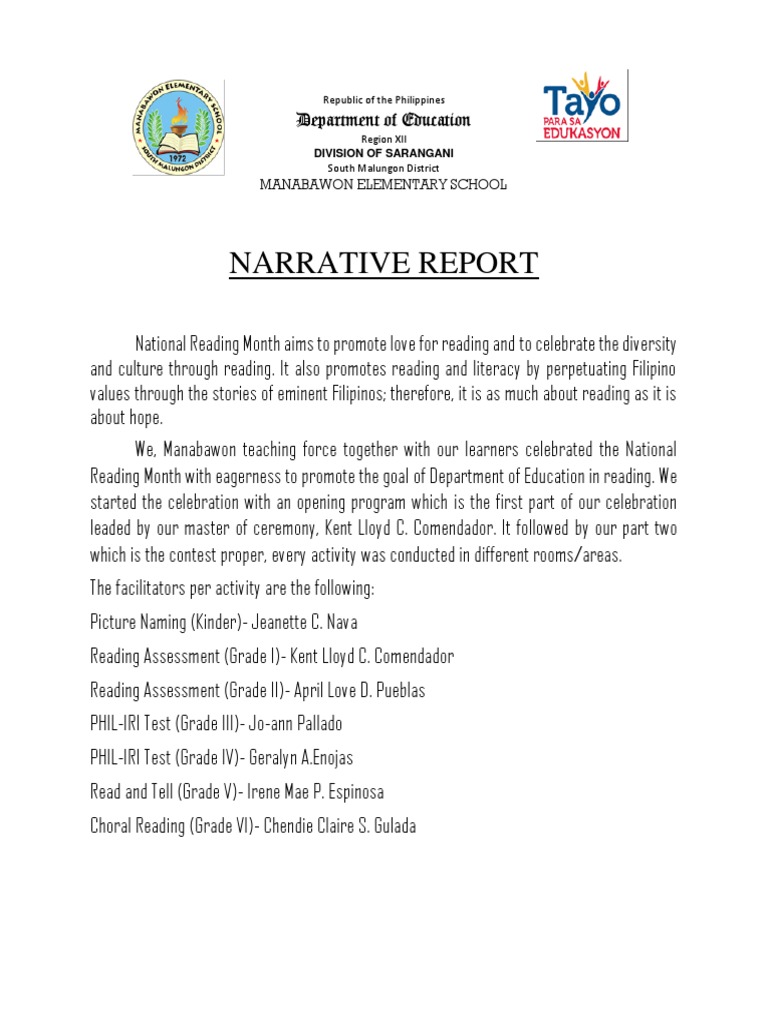 Narrative Report: Department of Education | PDF