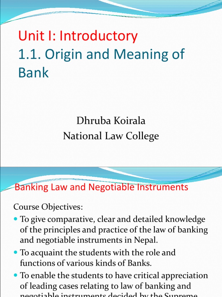 1.1. Origin and Meaning of Bank | PDF | Banks | Economies