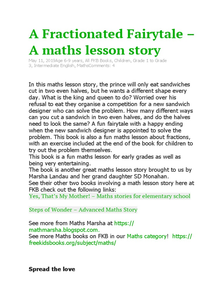 A Fractionated Fairytale - A Maths Lesson Story | PDF